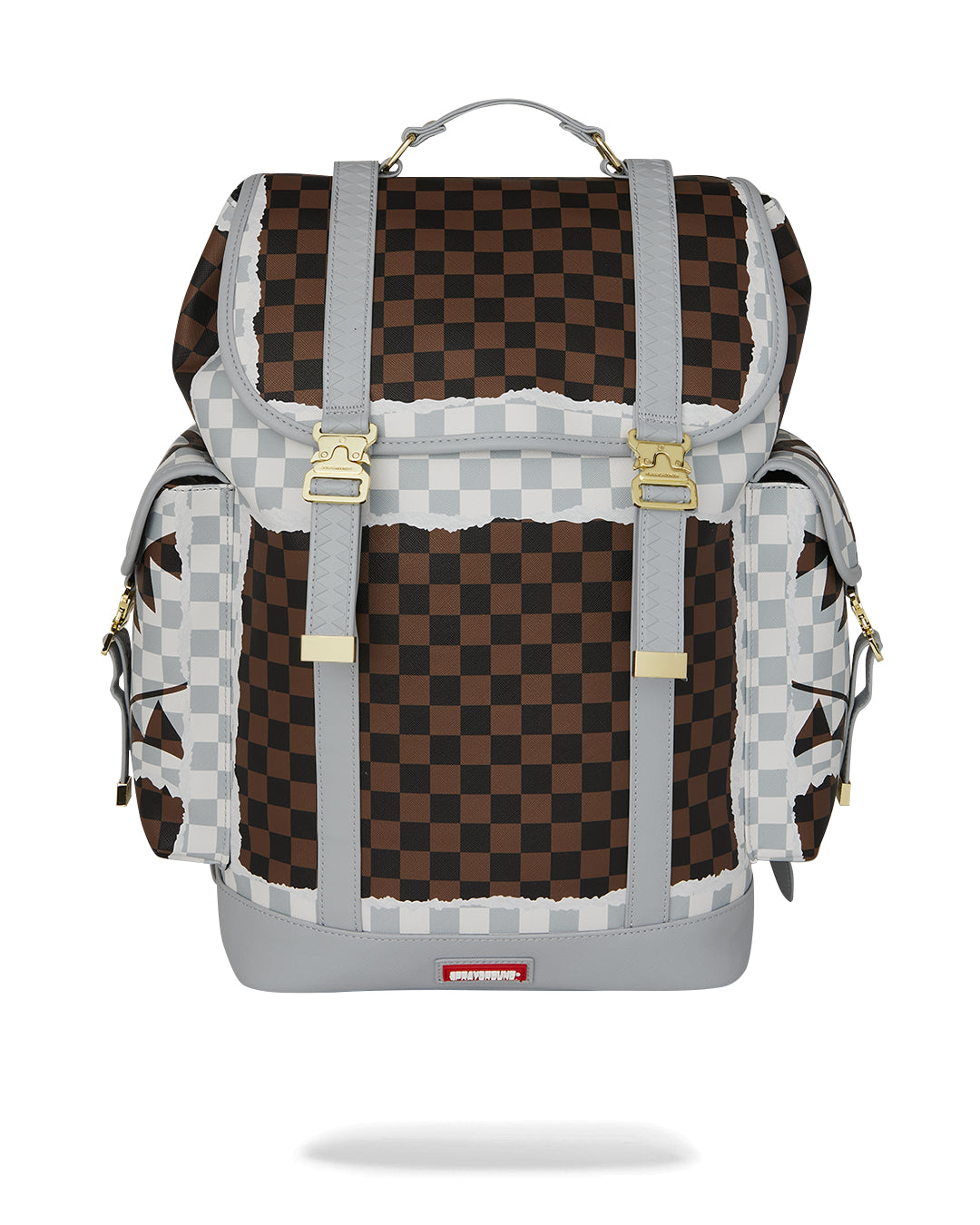 Sprayground CREAM AND BROWN TEAR CHECK MONTE CARLO BACKPACK