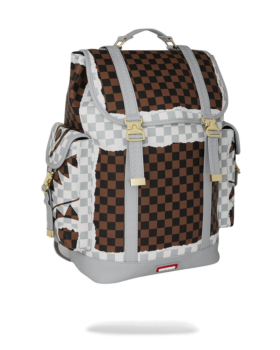 Sprayground CREAM AND BROWN TEAR CHECK MONTE CARLO BACKPACK