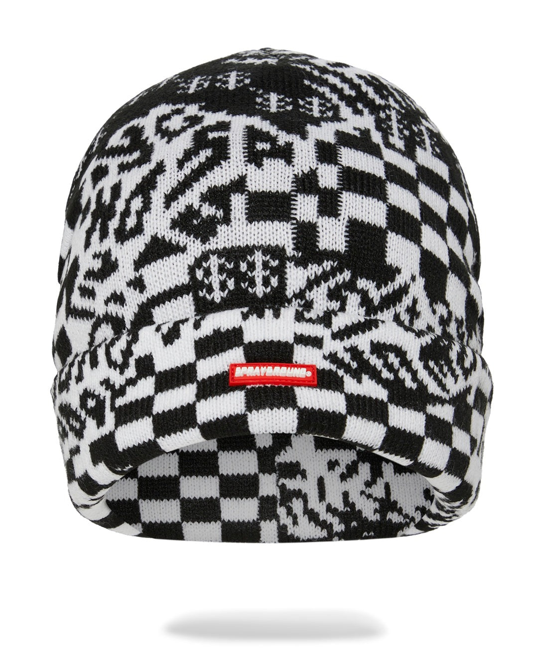 Sprayground BLACK AND WHITE WARP CHECK BEANIE